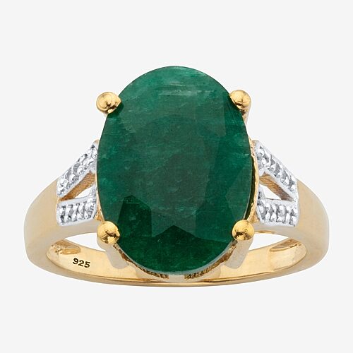 Click here for Womens Genuine Green Emerald 14K Gold Over Silver... prices