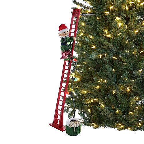 Plush Super Climbing Elf Animated Christmas Tabletop Decor  One Size  Red