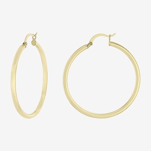 Click here for Silver Reflections 14K Gold Over Brass Hoop Earrin... prices