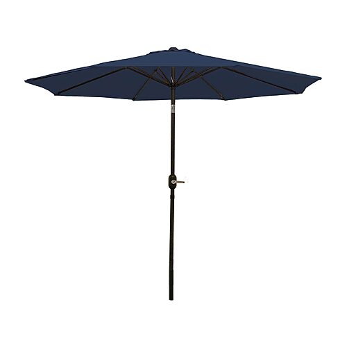 9 ft Outdoor Patio Umbrella - Polyester Table Market Umbrella with Push-Button Tilt and Crank - 8 Sturdy Ribs - Navy Blue - Navy blue