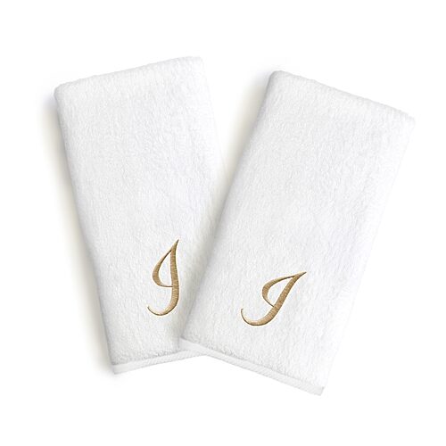 Linum Home Linum Font Monogrammed Luxury 100 Turkish Cotton Novelty 2-Piece Hand Towels  16 x 30 - Gold - I