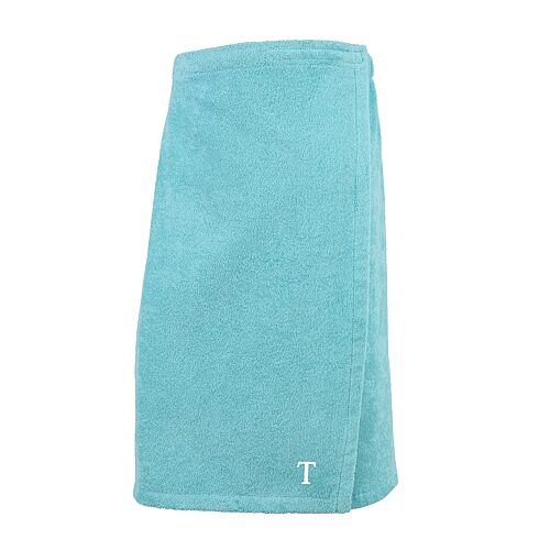 Linum Home 100 Turkish Cotton Terry Personalized Womens Bath Wrap - Aqua - Aqua T