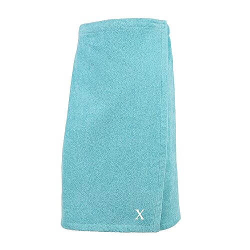 Linum Home 100 Turkish Cotton Terry Personalized Womens Bath Wrap - Aqua - Aqua X
