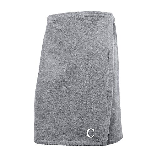 Linum Home 100 Turkish Cotton Terry Personalized Mens Bath Wrap - Grey C