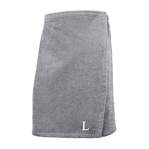 Linum Home 100 Turkish Cotton Terry Personalized Mens Bath Wrap - Grey L