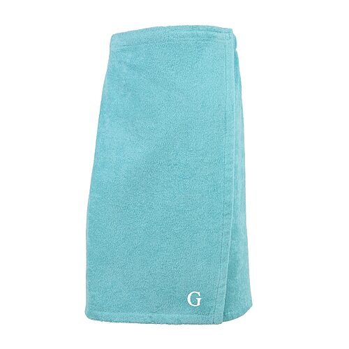 Linum Home 100 Turkish Cotton Terry Personalized Womens Bath Wrap - Aqua - Aqua G