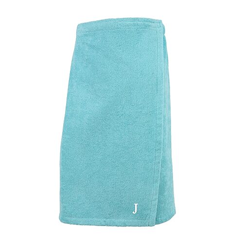 Linum Home 100 Turkish Cotton Terry Personalized Womens Bath Wrap - Aqua - Aqua J