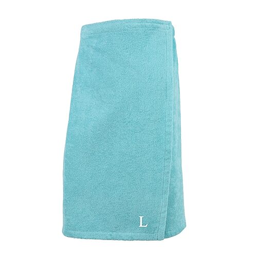 Linum Home 100 Turkish Cotton Terry Personalized Womens Bath Wrap - Aqua - Aqua L