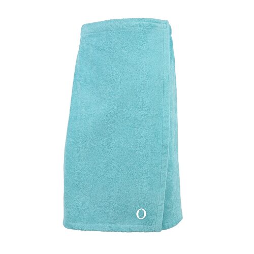 Linum Home 100 Turkish Cotton Terry Personalized Womens Bath Wrap - Aqua - Aqua O