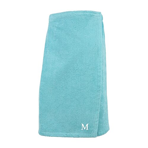 Linum Home 100 Turkish Cotton Terry Personalized Womens Bath Wrap - Aqua - Aqua M