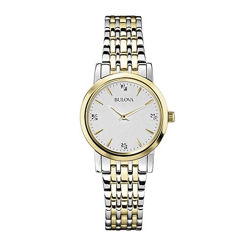 Click here for Bulova Womens Diamond Accent Two-Tone Stainless St... prices