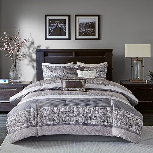 Madison Park Rhapsody Jacquard 7-Pc. Comforter Set  California King - Grey