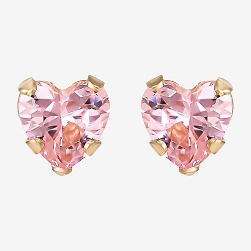 Click here for Girls Pink Cubic Zirconia Heart Earrings  One Size prices