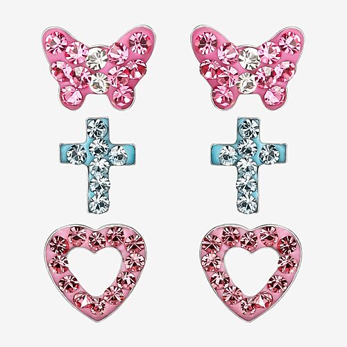 Click here for Girls Multi Color Crystal Sterling Silver Heart 3... prices