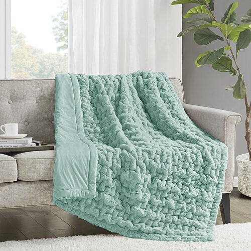 Click here for Madison Park Ruched Reversible Faux-Fur Throw  50... prices