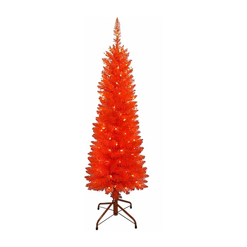 Click here for Kurt Adler 4 Foot Pre-Lit Orange Slim Tree  One Si... prices