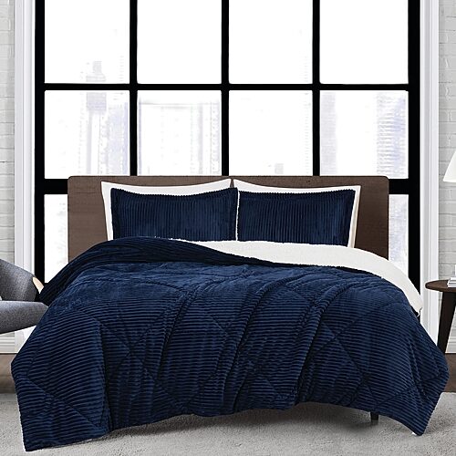 London Fog London Fog Corduroy Comforter Set  One Size  Blue