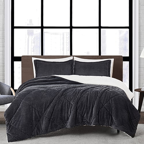 London Fog London Fog Corduroy Comforter Set  One Size  Gray