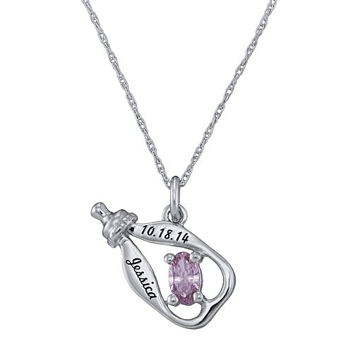 Click here for Personalized Girls Birthstone Bottle Pendant Neckl... prices