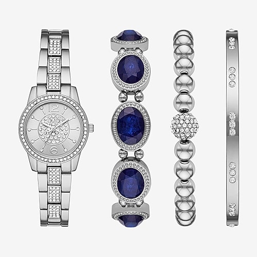 Click here for Ladies Sets Womens Crystal Accent Silver Tone 4-pc... prices