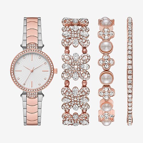 Click here for Ladies Sets Womens Crystal Accent Two Tone 4-pc. W... prices