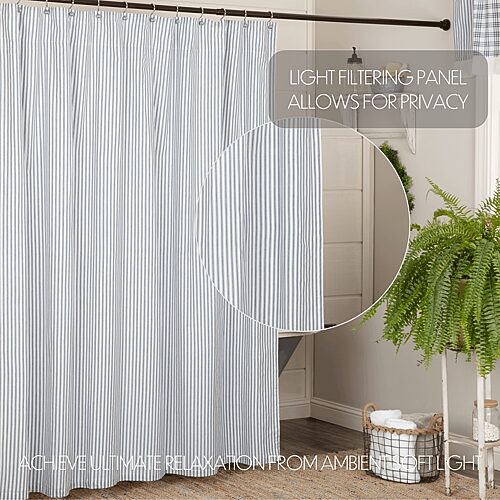 Click here for Vhc Brands Sawyer Mill Blue Ticking Shower Curtain... prices