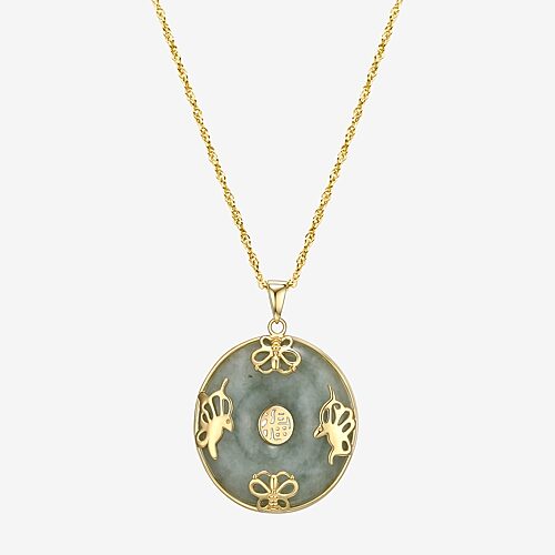 Click here for Good Fortune Womens Genuine Green Jade 18K Gold Ov... prices