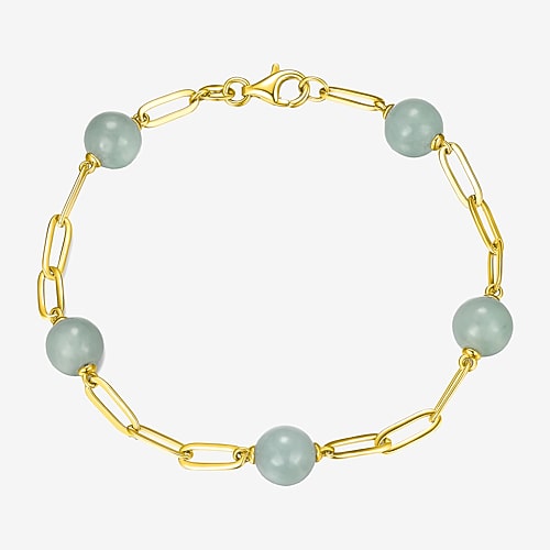 Click here for Womens Genuine Green Jade 18K Gold Over Silver Str... prices