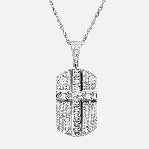 Click here for Mens White Cubic Zirconia Sterling Silver Cross Do... prices