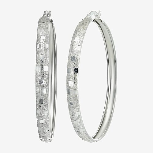 Click here for Womens Sterling Silver 48mm Round Hoop Earrings  O... prices