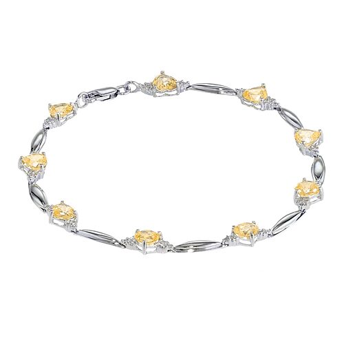 Click here for Genuine Citrine Heart-Shaped Sterling Silver Brace... prices
