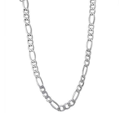 Click here for 14K White Gold 18-20 7mm Hollow Figaro Chain Neckl... prices