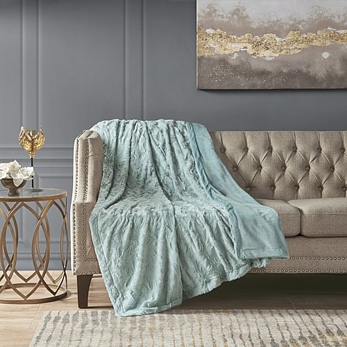Click here for Madison Park Zuri Faux-Fur Throw  60 x 70 - Aqua prices