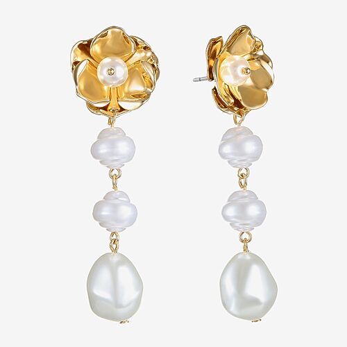 Click here for Bijoux Bar Gold Tone Womens Simulated Pearl Flower... prices