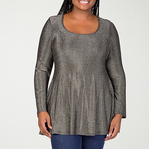 Click here for Plus Size 24/7 Comfort Apparel Long Sleeve Shimmer... prices