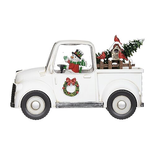 Click here for Roman 5H Lighted Swirl White Truck With Snowman Ch... prices