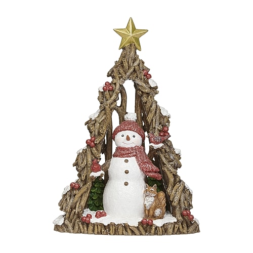 Click here for Roman 11H Lighted Snowman With Fox Cutout Christma... prices