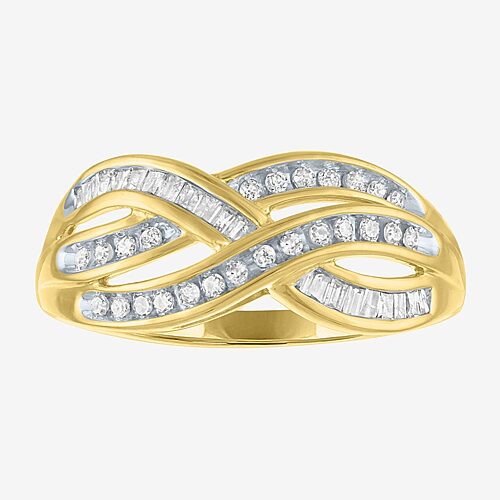 Click here for 1/3 CT. T.W. Diamond 10K Gold Swirl Ring  8  Yello... prices