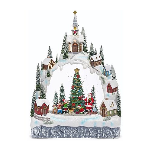 Click here for Roman 11.25in Lighted Swirl Village Christmas Tabl... prices