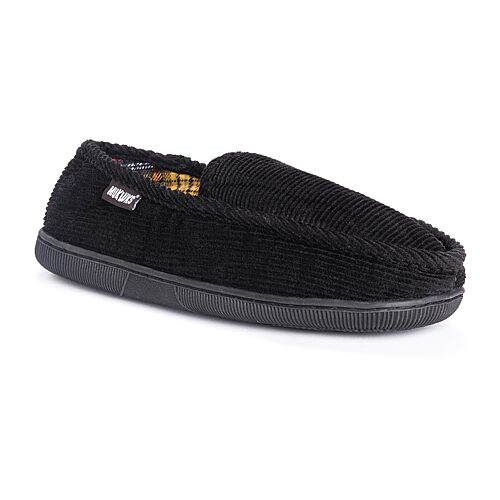 Muk Luks Corduroy Moccasin Mens Memory Foam Slip Resistant Slip-On Slippers  X-large  Black