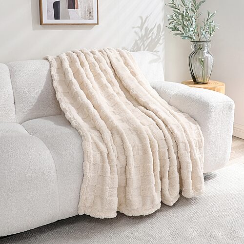 Click here for Zane Plush Throw  One Size  Beige prices