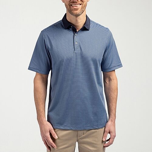Click here for Cutter & Buck Mens Virtue Eco Pique Micro Stripe R... prices