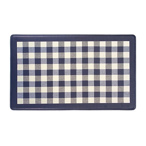 Achim Buffalo Check Anti-Fatigue 18X30 Kitchen Mat  One Size  Blue