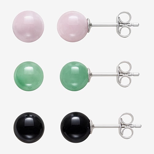 Click here for Genuine Pink Quartz  Green Jade & Black Onyx Sterl... prices