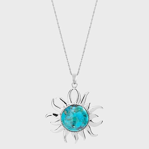 Click here for Enhanced Turquoise Filigree Sterling Silver Sun Pe... prices