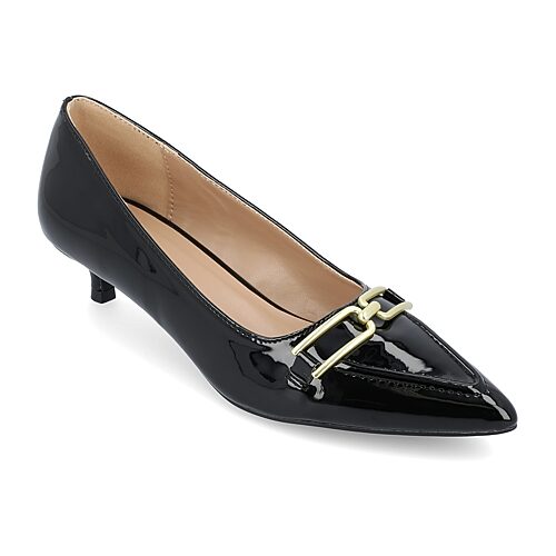 Journee Collection Womens Rumi Pointed Toe Kitten Heel Pumps - Black