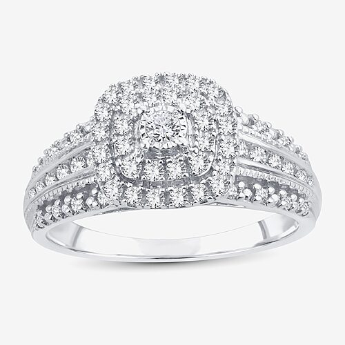 Click here for 1/2 CT.T.W. Natural Diamond Cushion Shape Side Sto... prices