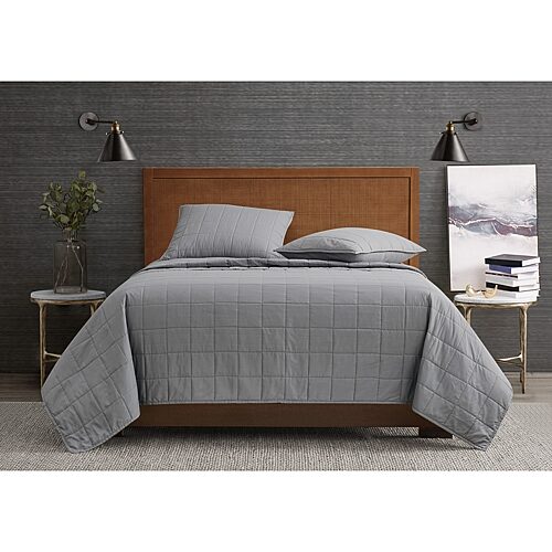 Click here for London Fog Solid 2 Piece Quilt Set  Twin - Gray prices