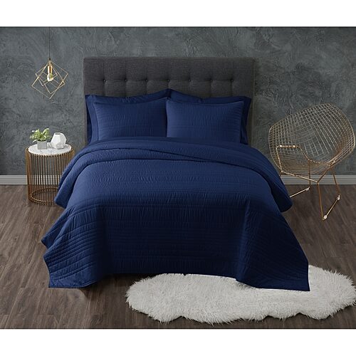 Click here for Truly Calm Antimicrobial Quilt Set  One Size  Blue prices