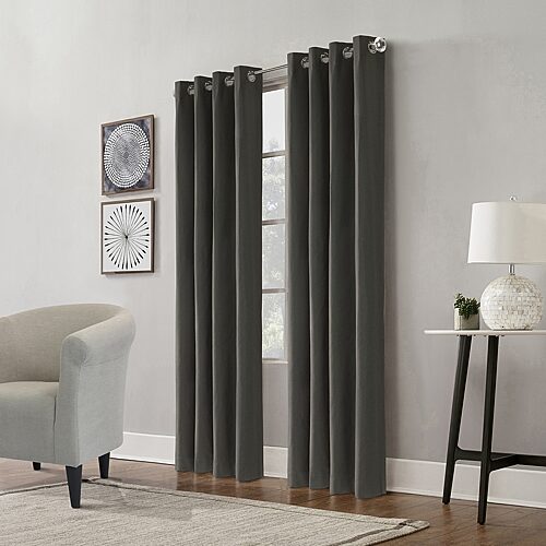 Commonwealth Edison Grommet Dressing Window Curtain Panel - 52"x84"  Charcoal - Charcoal